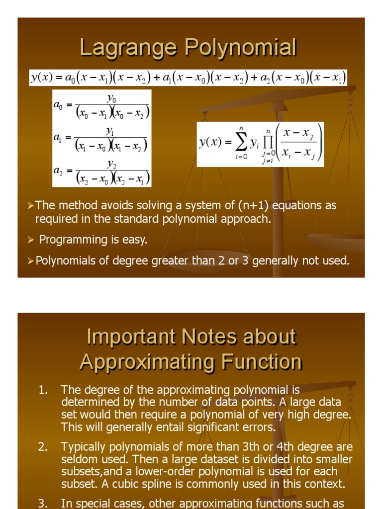 Lagrange Polynomial: y (X) A X X X X X X X X X X X X | PDF ...