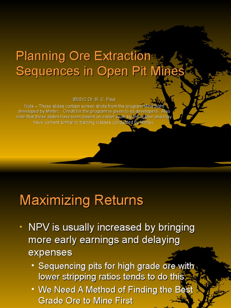 1 Planning Ore Extraction Sequences in Open Pit Mines | PDF | Net ...