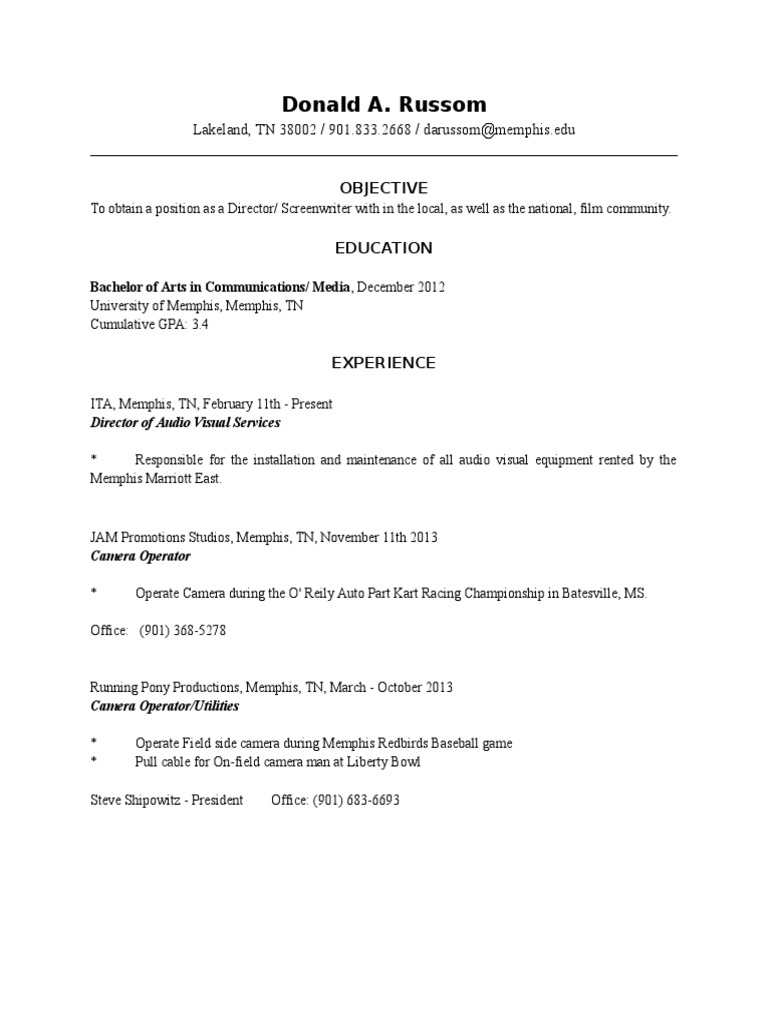 Donald A. Russom Corporate Resume | PDF