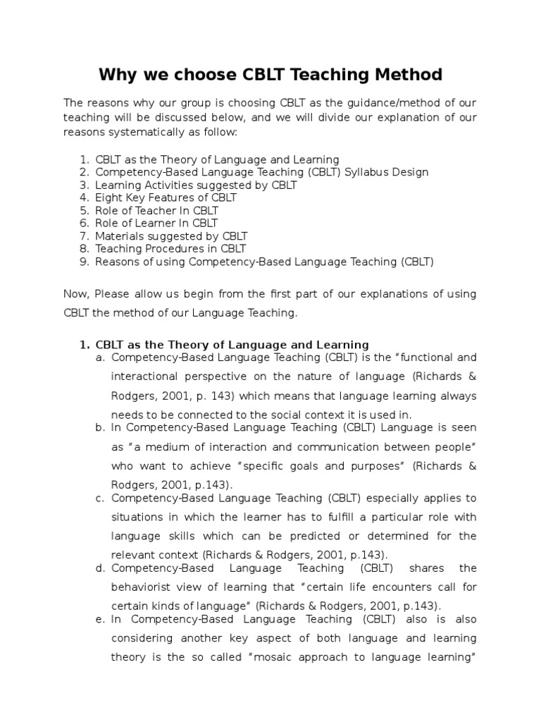 CBLT: A Guide for Language Educators | PDF | Language Education | Educational Assessment