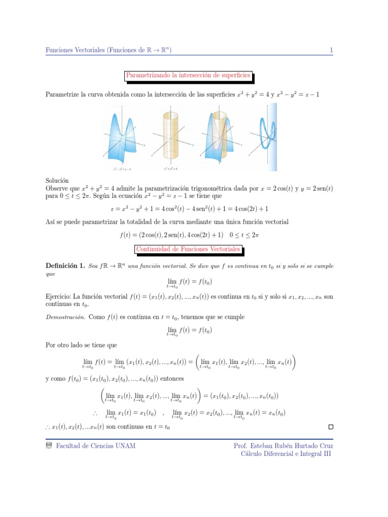 Continuidad de Funciones Vectoriales | PDF | Curva | Derivado