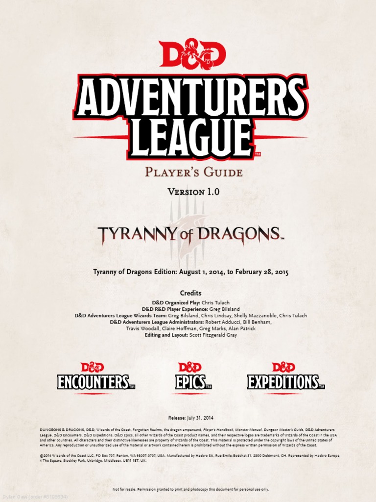Adventure League Player Guide | PDF | Dungeons & Dragons | Wizards Of ...