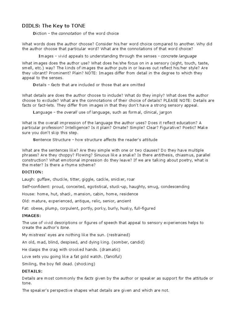 Didls: The Key To Tone | PDF | Poetry | Sentence (Linguistics)