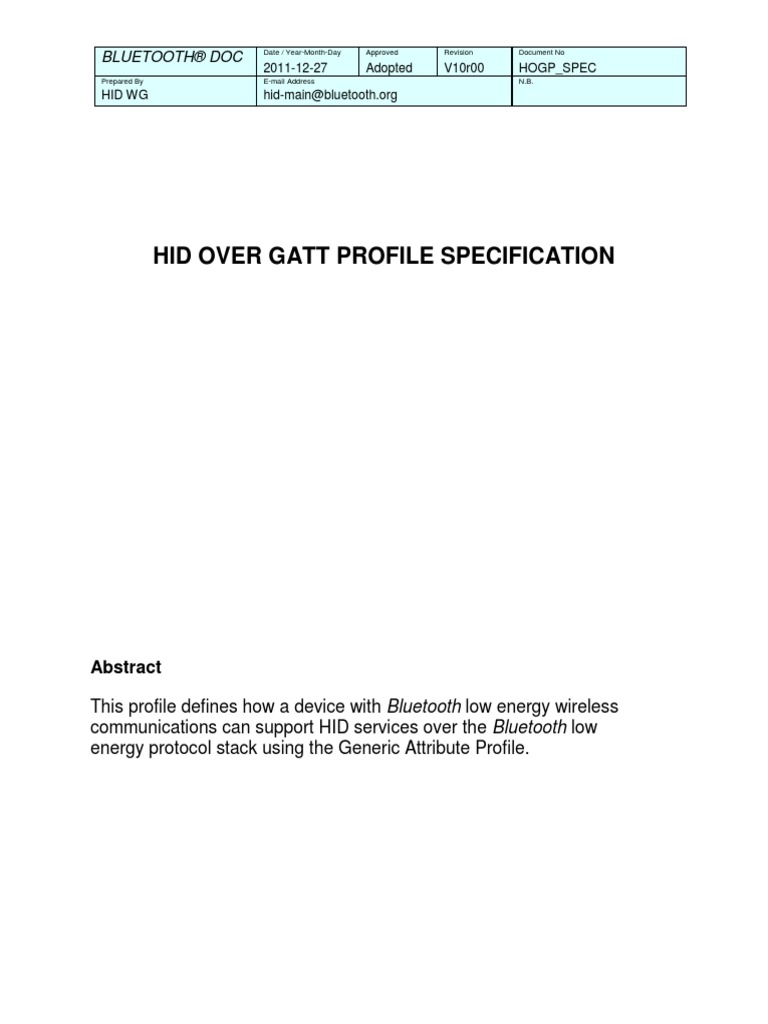 Hogp Spec V10 PDF | PDF | Bluetooth | Usb