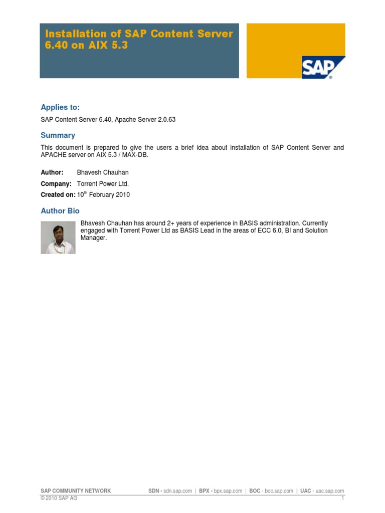 Installation of SAP Content Server 6.40 On AIX 5.3 | PDF | Web Server ...