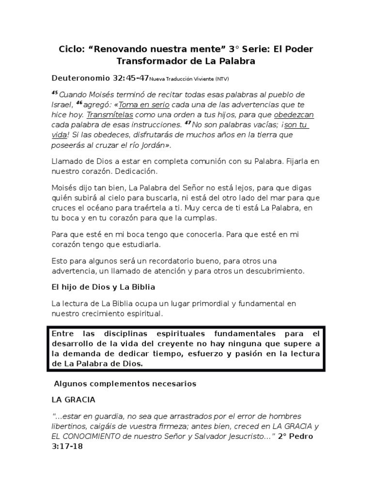 El Poder Transformador de La Palabra | PDF | Gracia divina | Amor