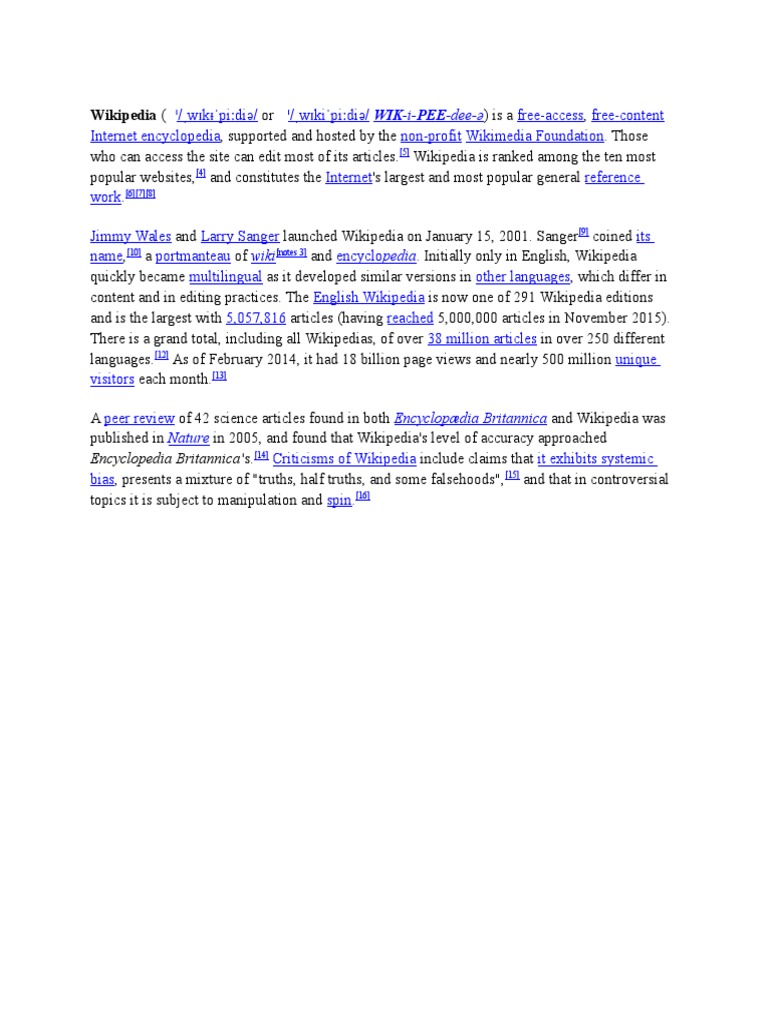Overview of Wikipedia's History and Impact | PDF | Art
