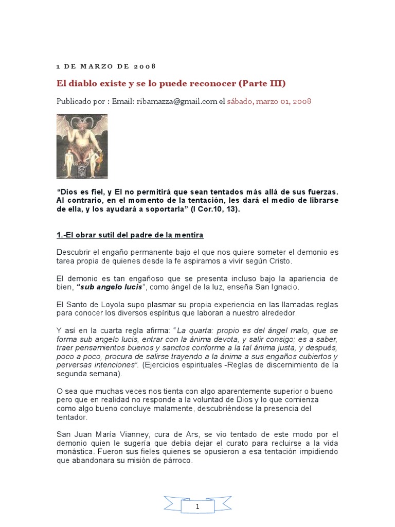 El Diablo Existe y Se Lo Puede Reconocer (III) Blog | PDF | Demonios ...