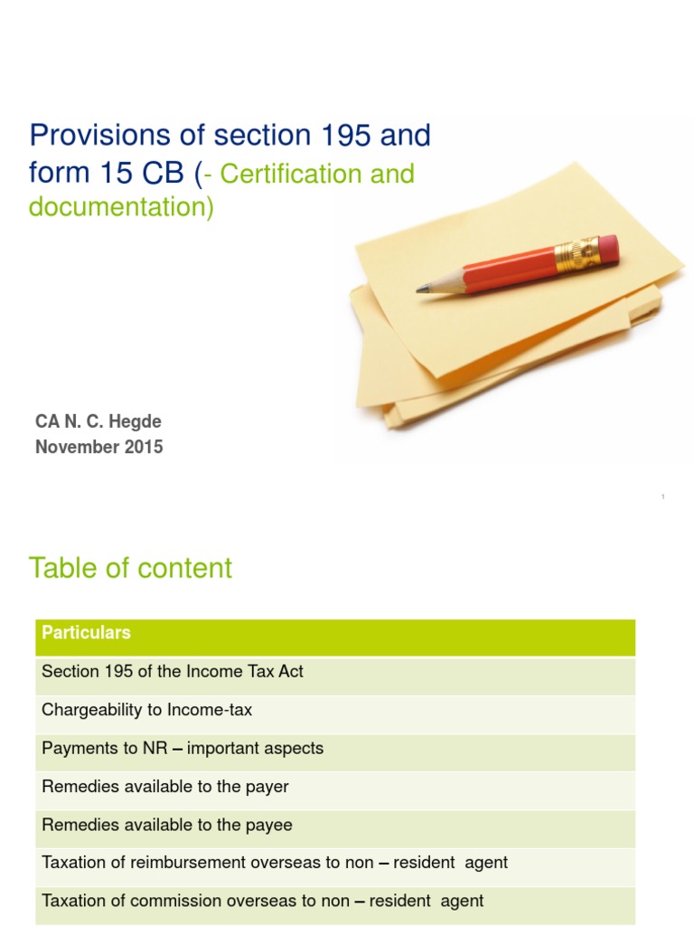Section 195 and Form 15CB Overview | PDF | Withholding Tax | Income Tax ...