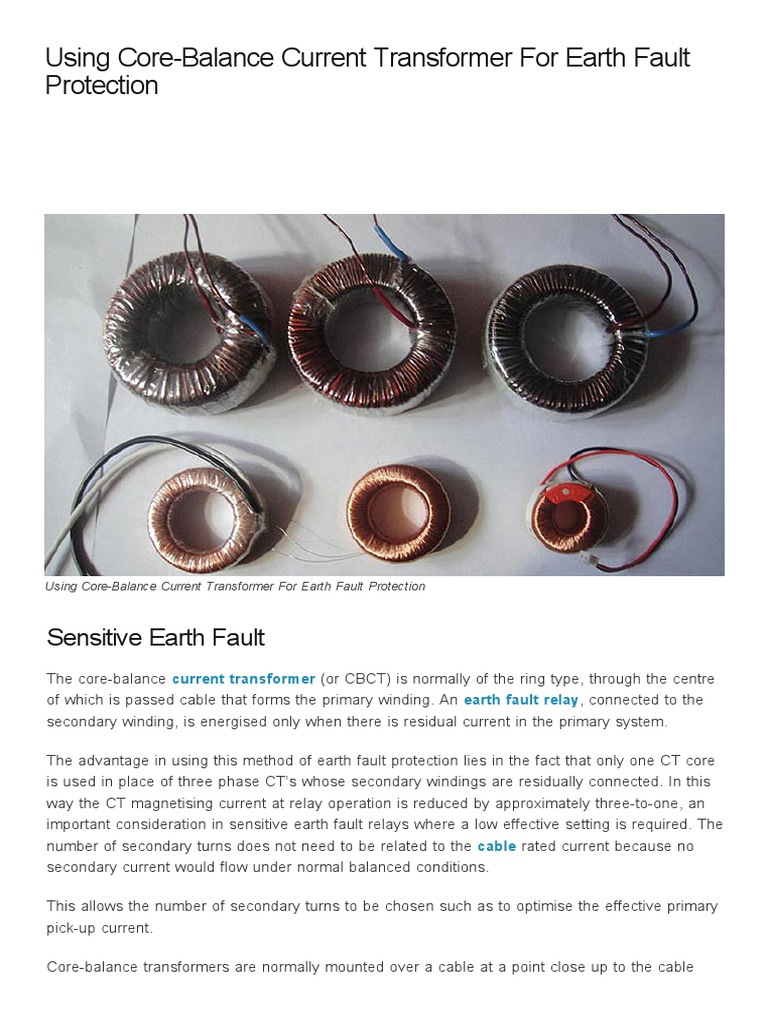 Using Core-Balance Current Transformer For Earth Fault Protection - EEP ...