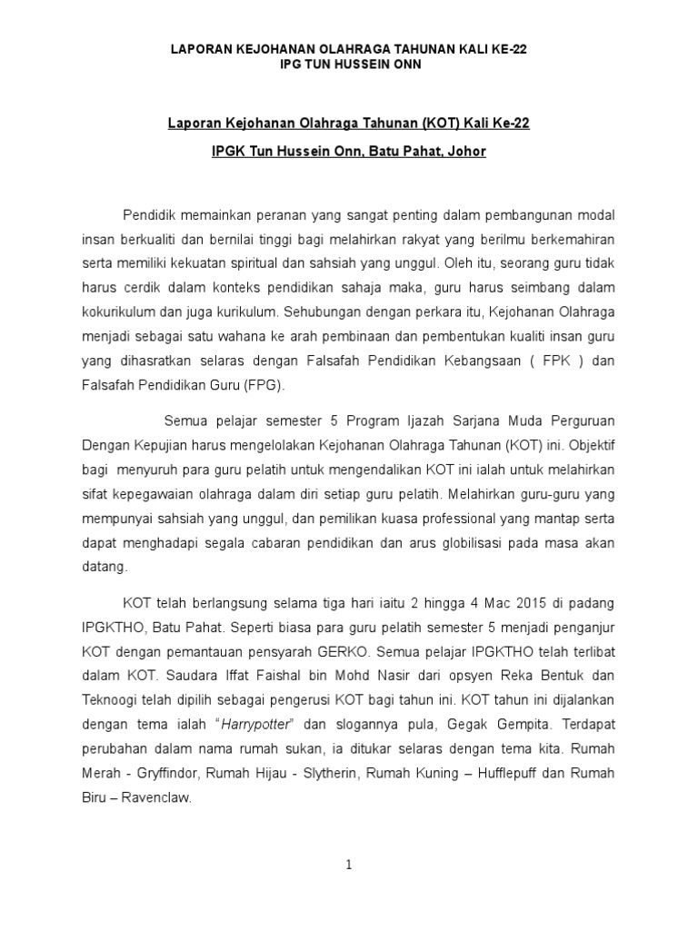 Laporan Kejohanan Olahraga Tahunan | PDF