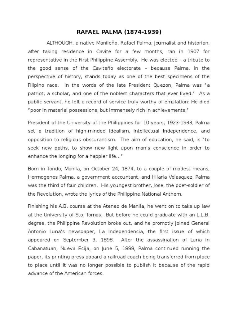 Rafael Palma | PDF | Philippines | Government