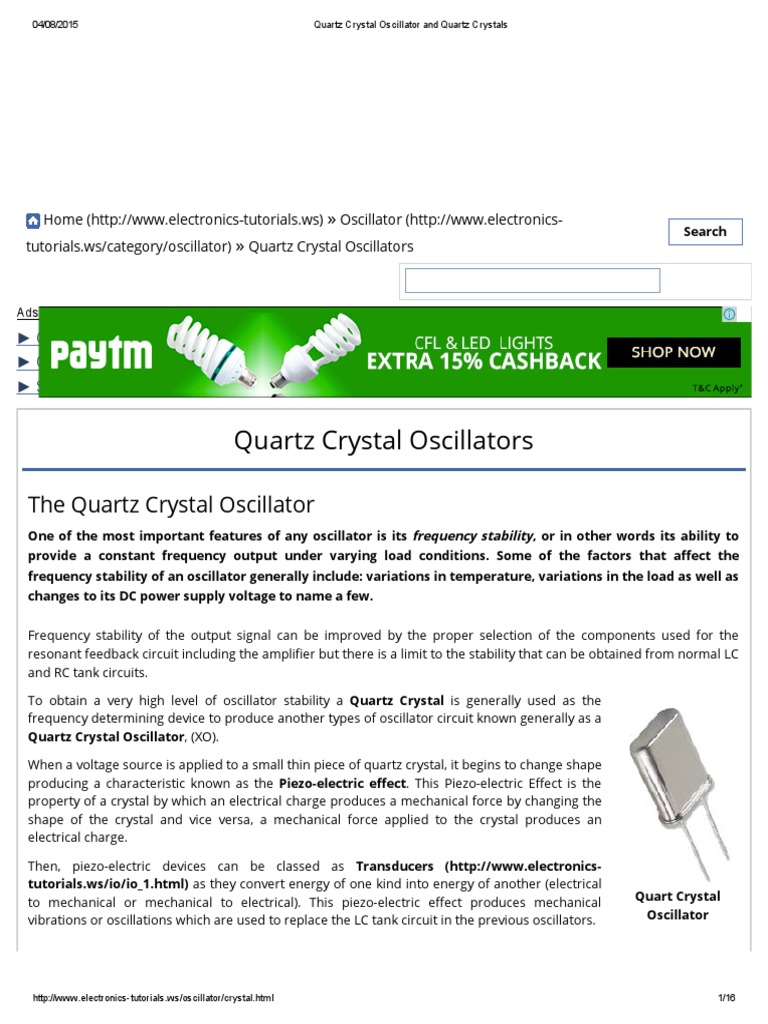 Quartz Crystal Oscillator and Quartz Crystals | PDF | Electronic ...