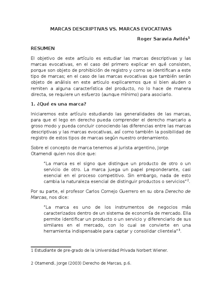Trabajo - Marcas Descriptivas | PDF | Marca comercial | Propiedad