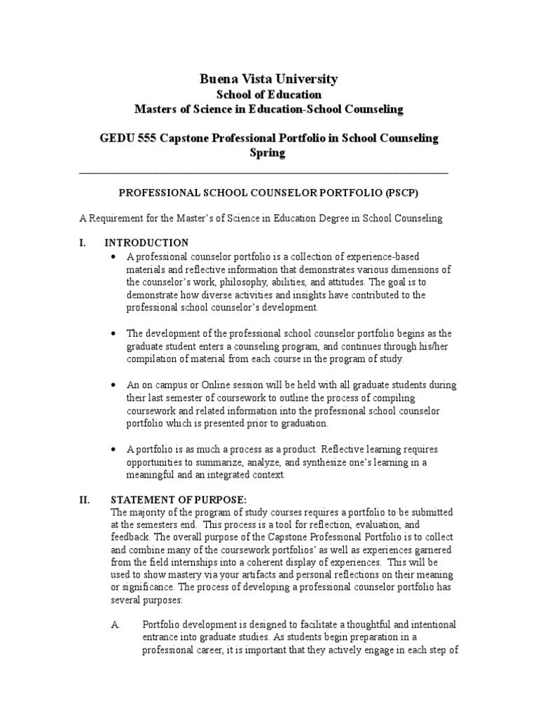 Capstone Guidelines | Classroom Management | School Counselor
