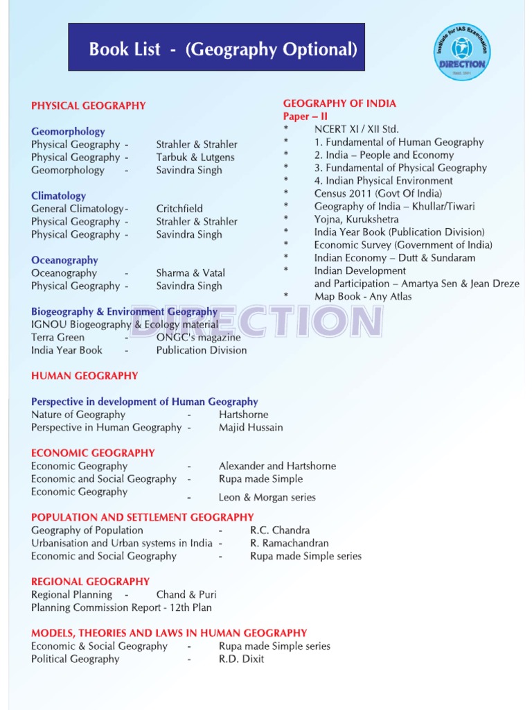 Geography Optional Book List | PDF