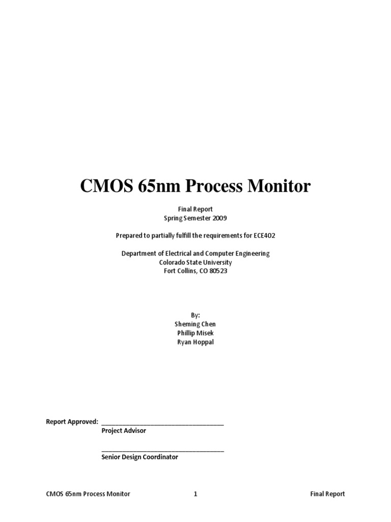 CMOS 65nm Process Monitor Design and Simulation | PDF | Cmos ...