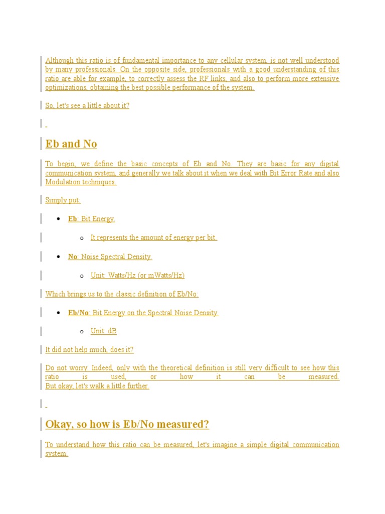 Understanding Eb/No and Ec/Io Ratios | PDF | Code Division Multiple ...