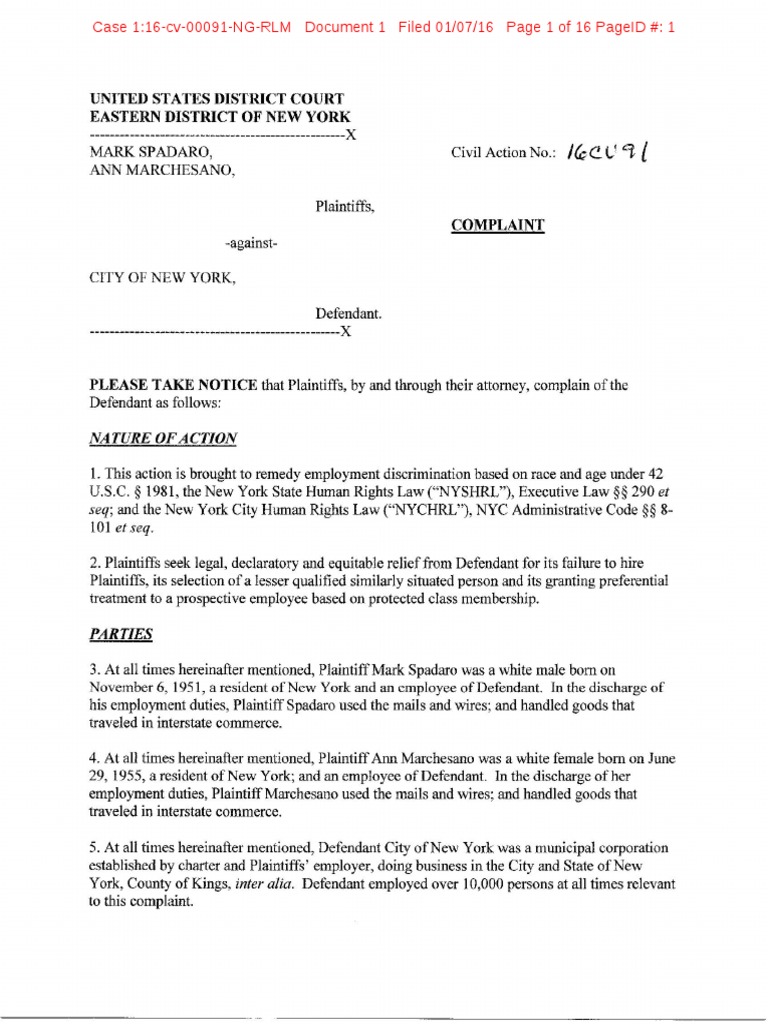 Mark Spadaro, Ann Marchesano vs. City of New York | PDF | Law