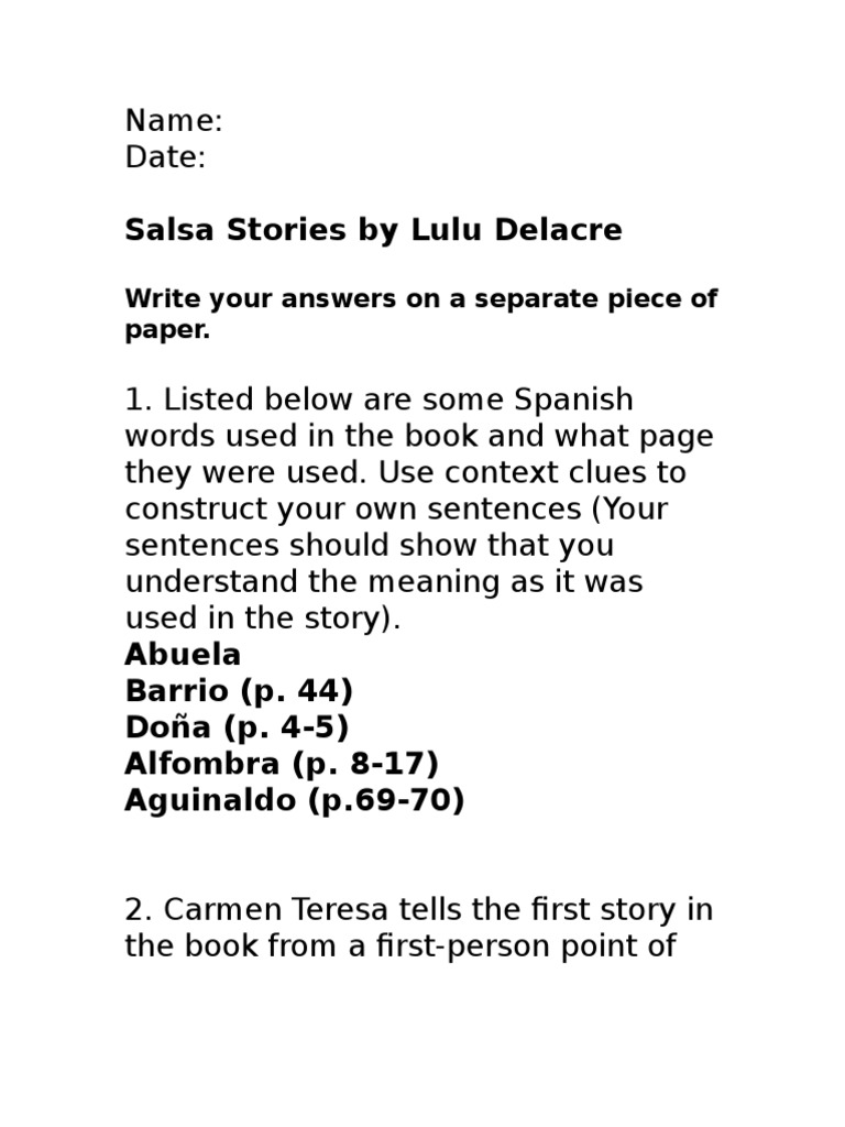 Exploring Salsa Stories by Lulu Delacre | PDF