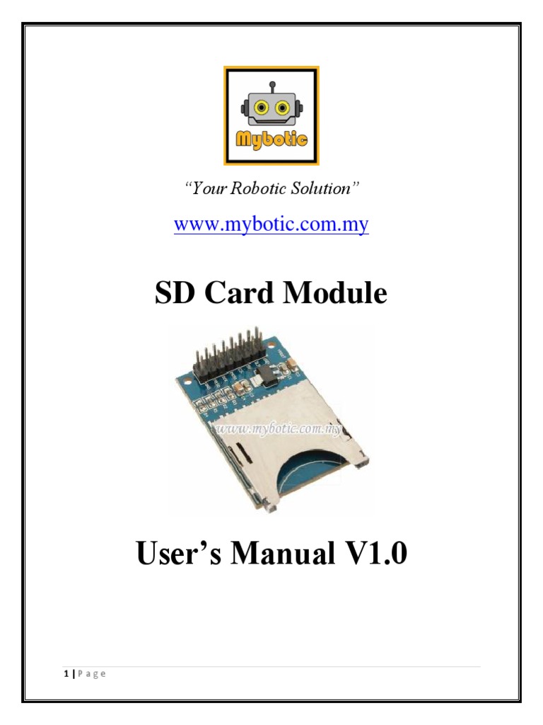 SD Card Module User Manual | PDF | Secure Digital | Computer Data