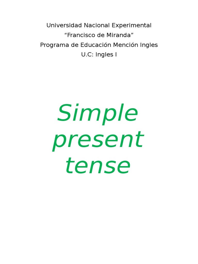 Simple Present | PDF | Verb | English Language