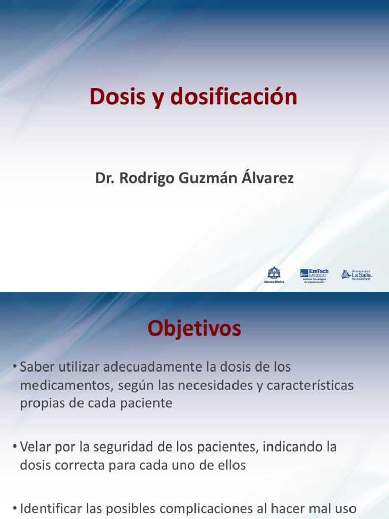 Dosis y Dosificacion | Medicamentos con receta | Farmacología