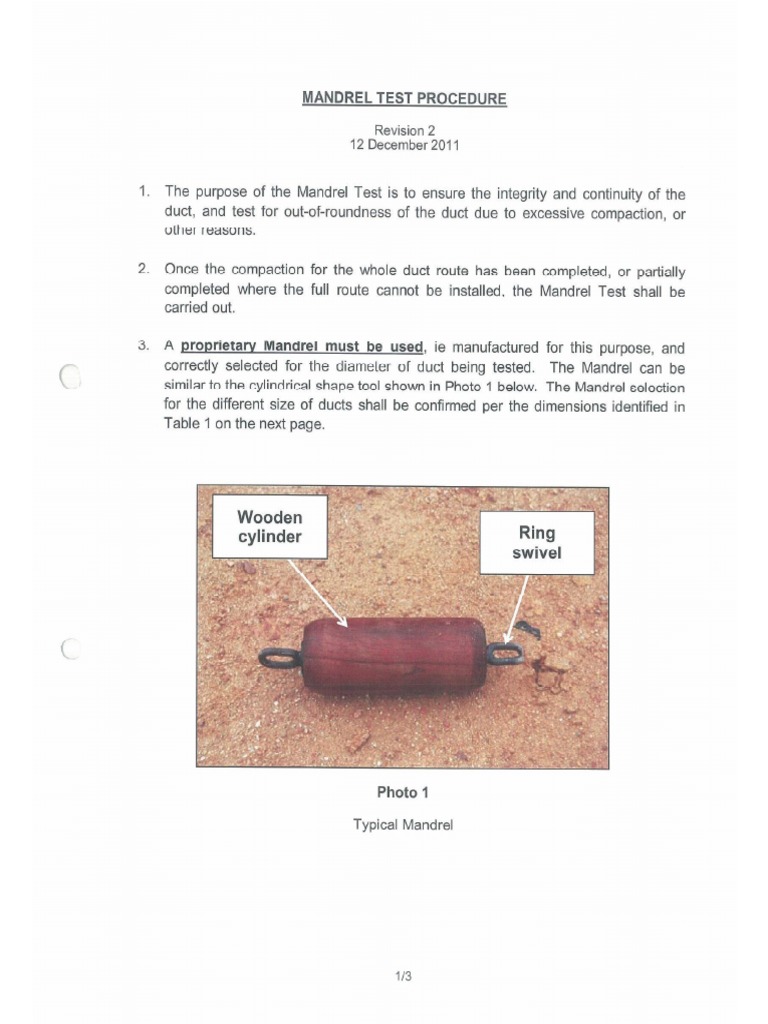 MS - W - 0001 REV 3-Cable Duct Mandrel Test Procedure - Appendix 5 | PDF