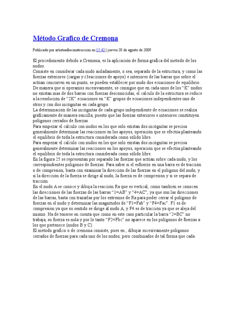 Método Grafico de Cremona | PDF | Braguero | Ingeniería mecánica