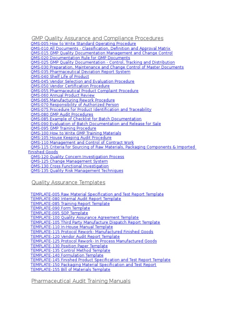 GMP Quality Assurance Procedures Guide | PDF | Verification And ...