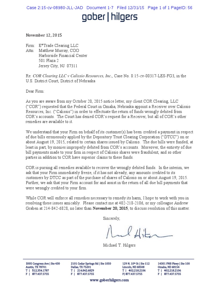 COR Letter To Etrade 2 | PDF | Debit Card | Government