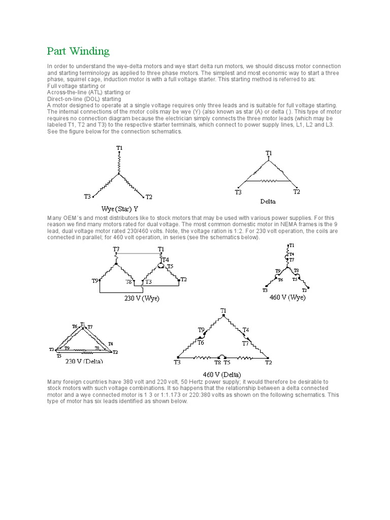 Part Winding Motor Starting Methods | PDF | Series And Parallel ...