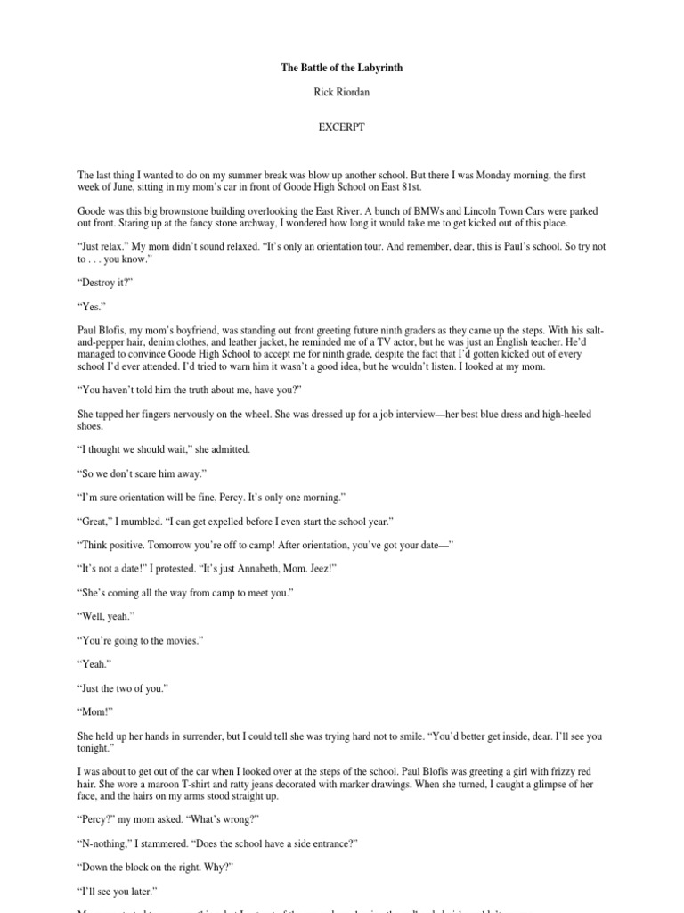 Percy Jackson - The Battle of The Labyrinth | PDF