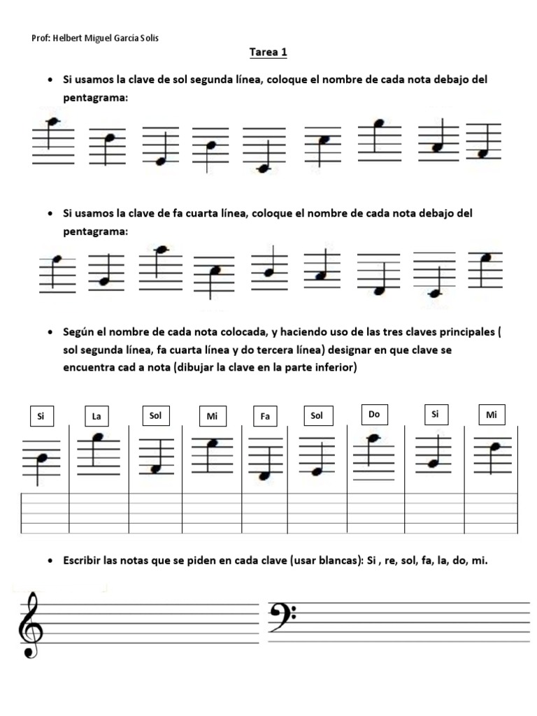 Identificación de Notas en Claves Musicales | PDF | Métodos y ...