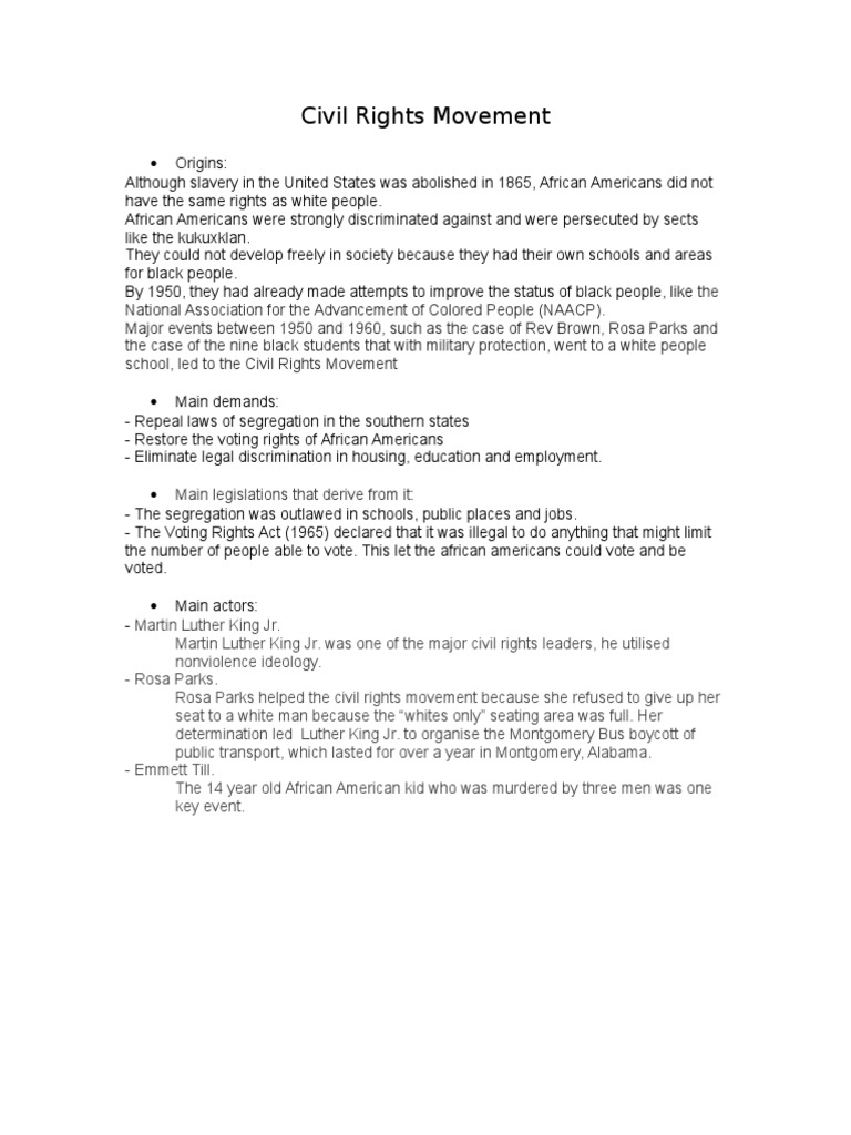 Overview of the Civil Rights Movement | PDF