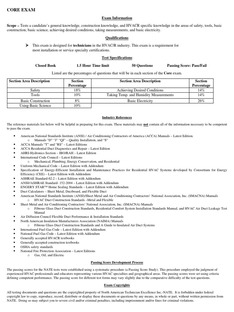 1) Core Exam | PDF | Hvac | Duct (Flow)