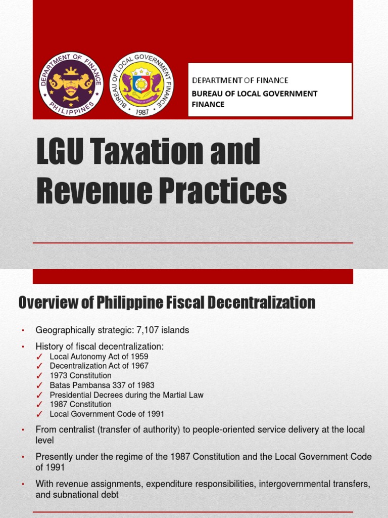 LGU Taxation and Revenue Practices October 2015 | Local Government | Taxes