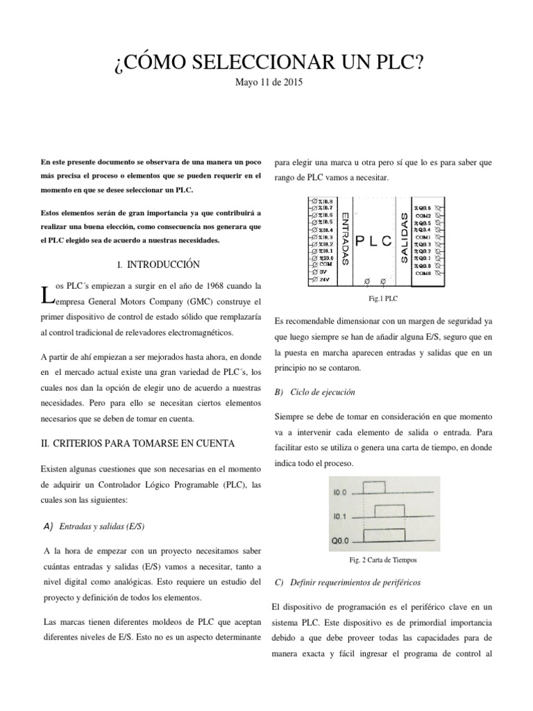 Guía para Elegir un PLC | PDF | Controlador lógico programable | Periférico