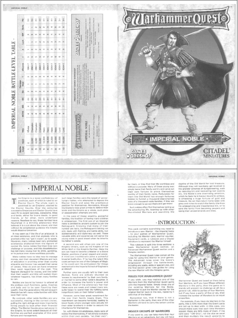 Warhammer Quest Characters) Imperial Noble | PDF | Leisure