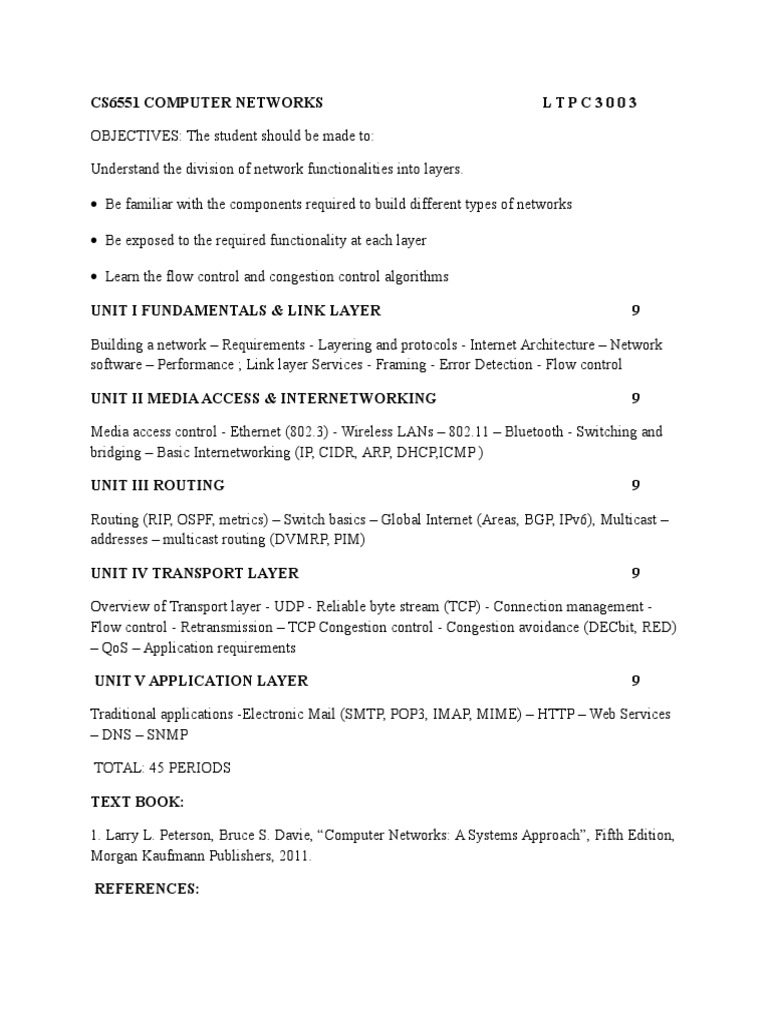Cs6551 Computer Networks and Lab | PDF | Computer Network | Network Congestion