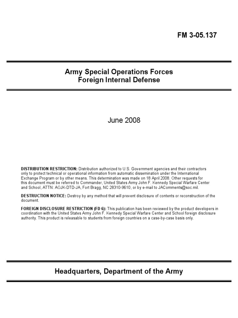 FM 3-05.137 Special Operations Foreign Internal Defence | PDF ...