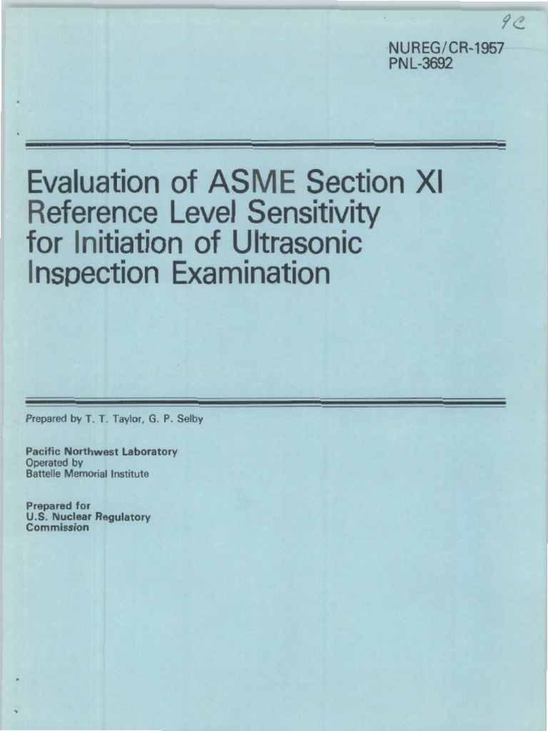 Evaluation of ASME Section XI Reference Level Sensitivity For ...
