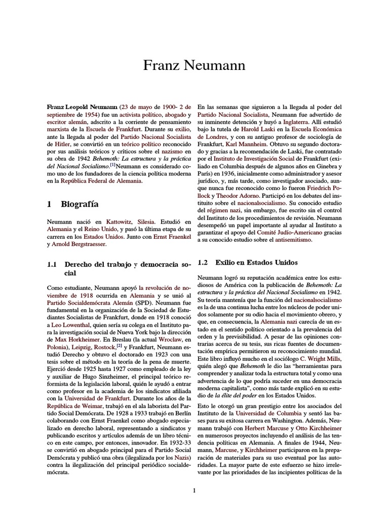 Franz Neumann | PDF | Ciencias Políticas | Teorías políticas