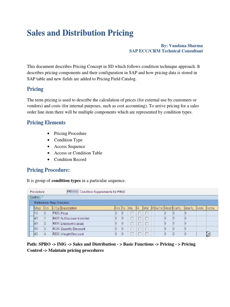 Sales and Distribution Pricing in SAP | PDF | Subroutine | Data Type