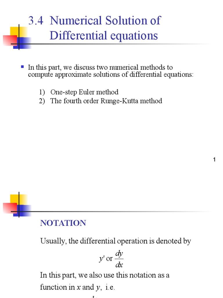 3.4 Numerical Solution of Differential Equations | PDF | Analysis ...