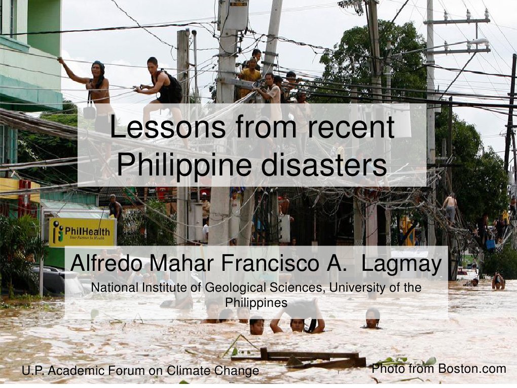 12 Lessons From Recent Philippine Disasters - Dr. Alfredo Mahar ...