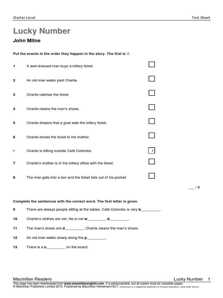 Lucky Number Test | PDF | Cooking, Food & Wine | Home & Garden
