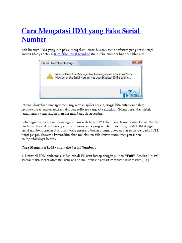 Cara Menghilangkan Fake Serial Number Idm - eaglememo