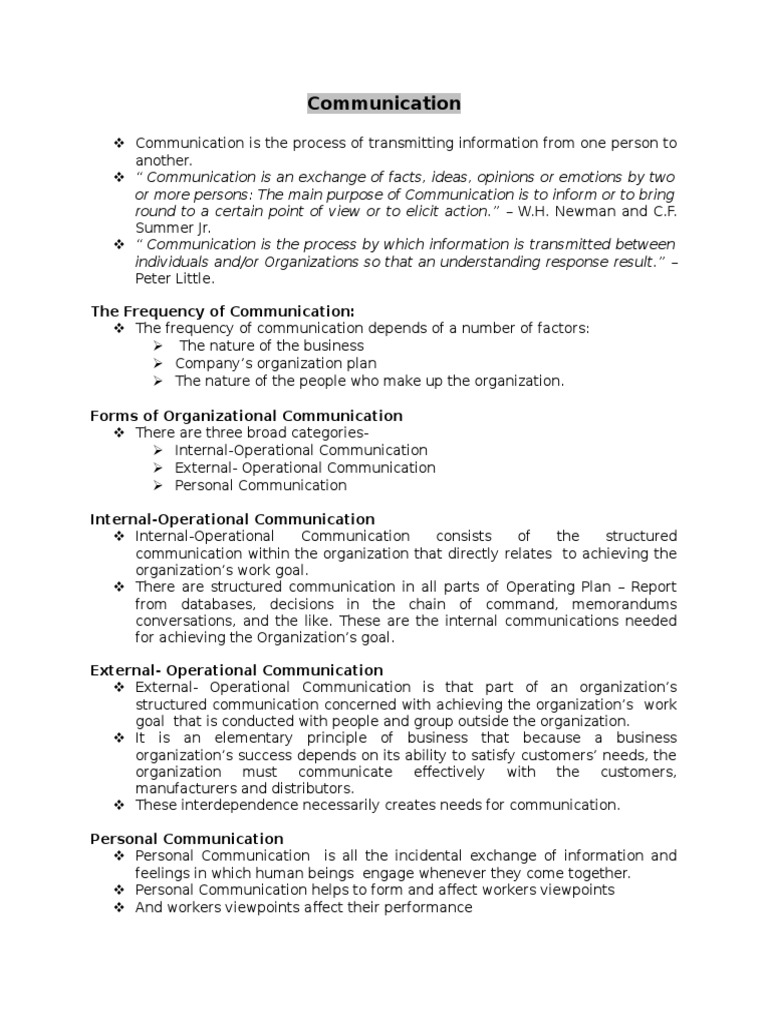 Communication: The Frequency of Communication | PDF | Communication ...