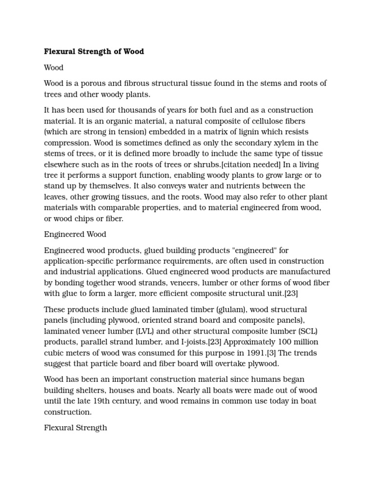 Flexural Strength of Wood and Concrete | PDF | Wood | Strength Of Materials